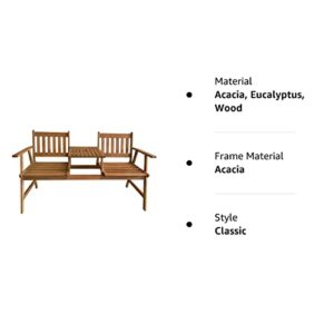 FDW Outdoor Patio Bench Wood Garden Bench Park Bench Acacia Wood for Pool Beach Backyard Balcony Porch Deck Garden Wooden Furniture, Natural Oiled