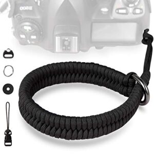 camera wrist strap,1pack adjustable nylon camera hand strap,for gopro,dslr,fuji,canon and mirrorless cameras photographers quick release,paracord (black)