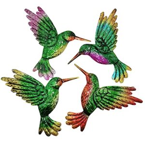 xiudeen metal hummingbird wall art decor, metal birds outdoor wall sculpture decoration hanging for deck, garden fence, backyard, patio, bedroom, living room.4pcs outdoor hanging decoration