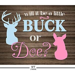 MEHOFOND Buck or Doe Gender Reveal Baby Shower Backdrop Rustic Wood Boy or Girl Deer Photography Background Banner for Dessert Table Supplies Party Decoration Photo Shoot Props Vinyl 7x5ft