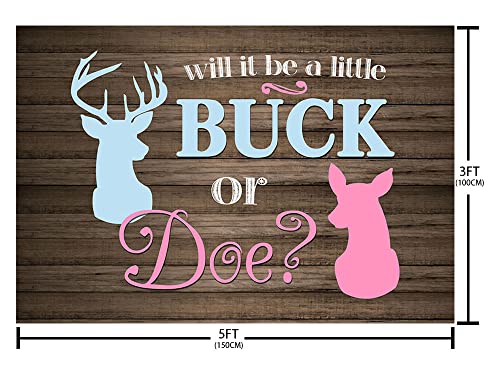 MEHOFOND Buck or Doe Gender Reveal Baby Shower Backdrop Rustic Wood Boy or Girl Deer Photography Background Banner for Dessert Table Supplies Party Decoration Photo Shoot Props Vinyl 7x5ft