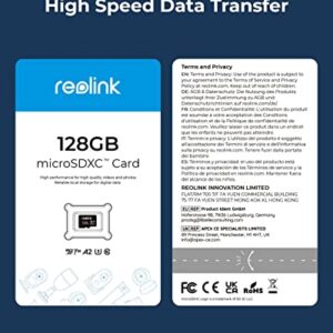 REOLINK 128GB microSDXC UHS-I Memory Card, U3, A2, V30, Class 10, Micro SD Card Compatible with Reolink Security Camera