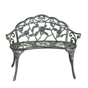 sun-ray 213054 rose garden park patio bench, verdigris