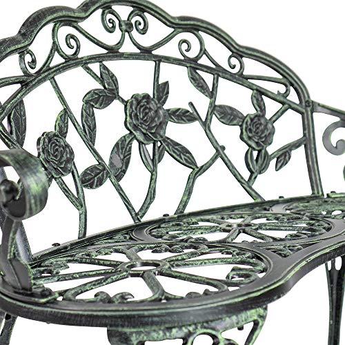 Sun-Ray 213054 Rose Garden Park Patio Bench, Verdigris