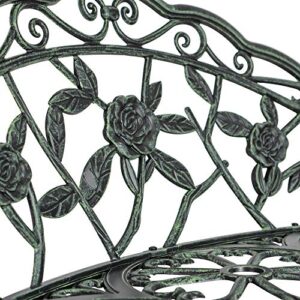 Sun-Ray 213054 Rose Garden Park Patio Bench, Verdigris