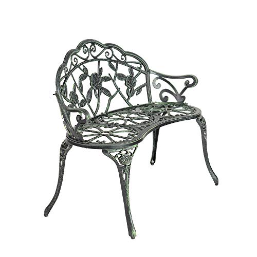 Sun-Ray 213054 Rose Garden Park Patio Bench, Verdigris