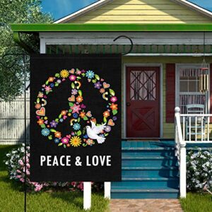 Heyfibro Peace & Love Spring Garden Flag Peace Bird House Flag 12x18 Inch Double Sided, Pigeon Seasonal Yard Flag, for Holiday Spring Summer Outdoor Decoration(ONLY FLAG)