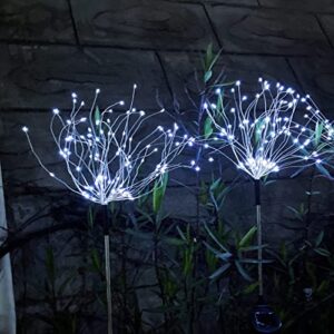 Solar Christmas Lights Outdoor Waterproof [2022 Brighter & Longer-Lasting] 105 LED 2 Pack Fairy Lights Firework Starburst Lights for Garden Yard Outside Patio Decor Xmas Decoration (Cool White)