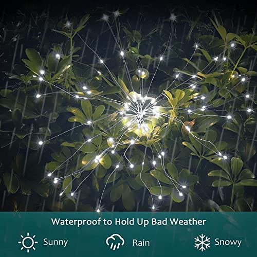 Solar Christmas Lights Outdoor Waterproof [2022 Brighter & Longer-Lasting] 105 LED 2 Pack Fairy Lights Firework Starburst Lights for Garden Yard Outside Patio Decor Xmas Decoration (Cool White)