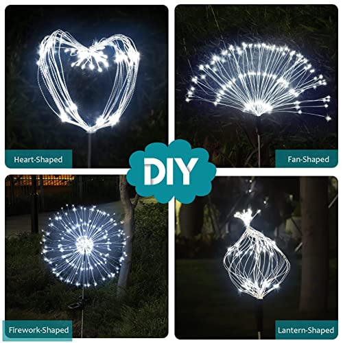 Solar Christmas Lights Outdoor Waterproof [2022 Brighter & Longer-Lasting] 105 LED 2 Pack Fairy Lights Firework Starburst Lights for Garden Yard Outside Patio Decor Xmas Decoration (Cool White)