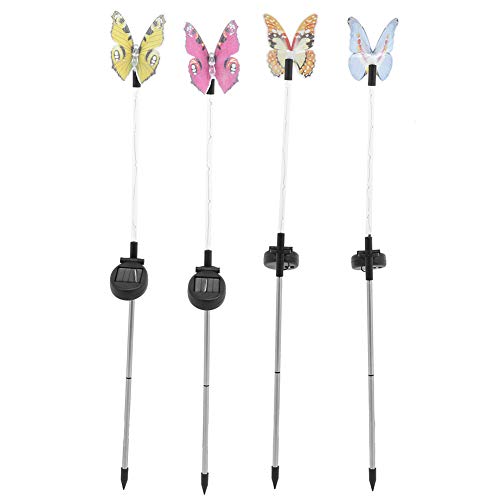 Hosi Solar Lawn Light, Easy to Install Butterflies Shaped Stainless Steel 4Pcs Waterproof Solar Pathway Lights, 30.7X4.1Inch for Gardens Lawns