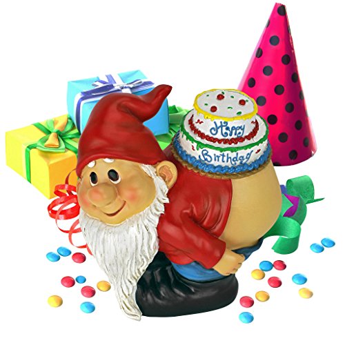 Birthday Decorations - Garden Gnome Statue - Loonie Moonie Happy Birthday Gnome Statue - Naughty Gnomes - Mooning Gnomes Statues