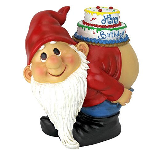 Birthday Decorations - Garden Gnome Statue - Loonie Moonie Happy Birthday Gnome Statue - Naughty Gnomes - Mooning Gnomes Statues