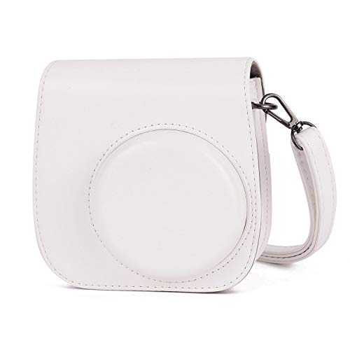 Phetium Instant Camera Case Compatible with Instax Mini 11,PU Leather Bag with Pocket and Adjustable Shoulder Strap (White)