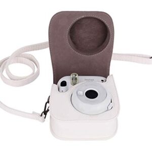 Phetium Instant Camera Case Compatible with Instax Mini 11,PU Leather Bag with Pocket and Adjustable Shoulder Strap (White)