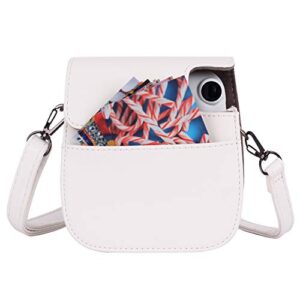 Phetium Instant Camera Case Compatible with Instax Mini 11,PU Leather Bag with Pocket and Adjustable Shoulder Strap (White)