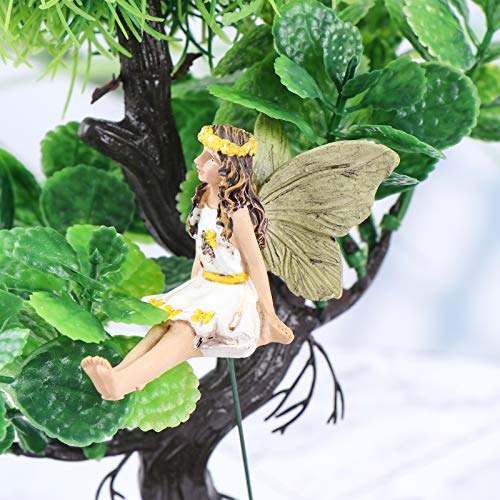 Haomian 6 Pcs Fairy Garden Accessories Flower Fairy Pixie Fly Wing Miniature Flower Fairy Figures Miniature Fairy Garden Accessories Dollhouse Ornament Garden Decoration