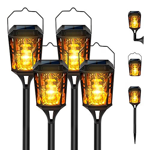 woohaha Pellimo Solar Lights Outdoor, ,4Pack 19.7in 36Led Solar Torch Light with Flickering Flame, Waterproof Landscape Decoration Flame Lights for Garden Pathway Yard-Auto On/Off