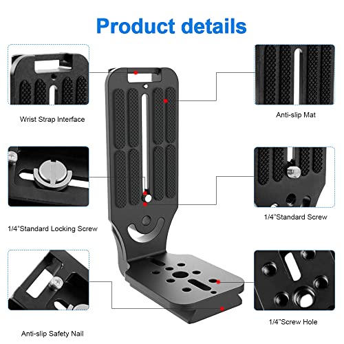 DSLR Camera L Bracket Quick Release Plate Vertical Horizontal Switching Tripod Quick Release Plate Compatible with Canon Nikon Sony DJI Osmo Ronin Zhiyun Stabilizer Tripod Monopod