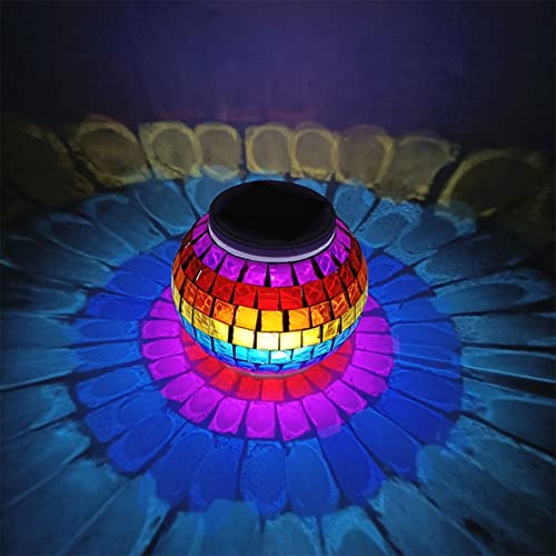 A2B Mosaic Solar Light Solar Powered Mosaic Glass Ball Light IP44 Waterproof Solar Garden Lights Auto ON/Off Solar Table Light Solar Lawn Landscape Lamp for Home Yard Patio Party Decorations A2B