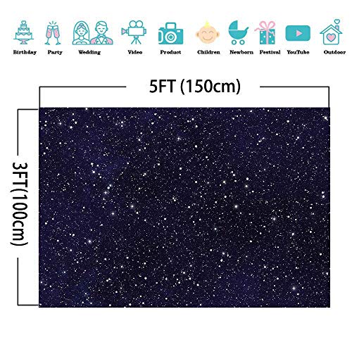 Night Sky Star Backdrops Universe Space Theme Starry Photography Backdrop Galaxy Stars 5x3ft Vinyl Children Boy 1st Birthday Party Photo Background Newborn Baby Shower Banner Photo Studio Booth