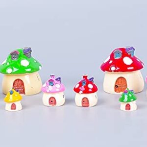 Dong Huang 8pcs Mini Mushrooms Miniature Fairy Garden Accessories Mushroom House, Micro Landscape Garden Decoration, Plant Flower Pots Ornaments(4 Sizes)