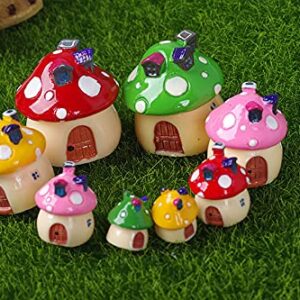 Dong Huang 8pcs Mini Mushrooms Miniature Fairy Garden Accessories Mushroom House, Micro Landscape Garden Decoration, Plant Flower Pots Ornaments(4 Sizes)