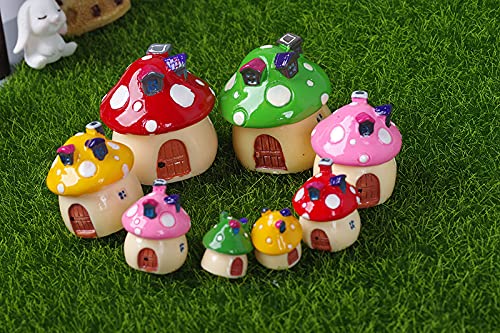 Dong Huang 8pcs Mini Mushrooms Miniature Fairy Garden Accessories Mushroom House, Micro Landscape Garden Decoration, Plant Flower Pots Ornaments(4 Sizes)