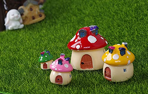 Dong Huang 8pcs Mini Mushrooms Miniature Fairy Garden Accessories Mushroom House, Micro Landscape Garden Decoration, Plant Flower Pots Ornaments(4 Sizes)