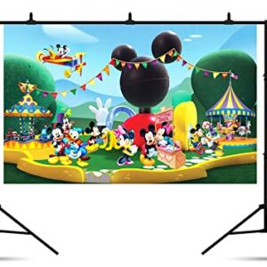 FQFMJDM Mickey Mouse Clubhouse Backdrop for Birthday Party Decorations Park Baby Shower Background Cake Table Supplies Theme Banner 5x3ft