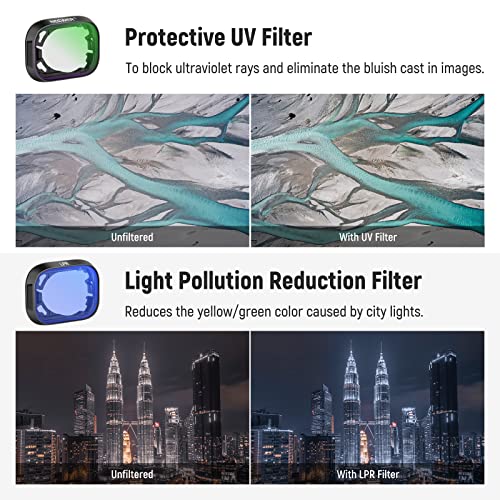 NEEWER Effects Filters and ND Filters Compatible with DJI Mini 3/Mini 3 Pro, 12 in 1 Includes ND8/16/32/64/128/256/ND1000/UV/CPL/Blue Streak Anamorphic/Light Pollution Reduction/Star Filters