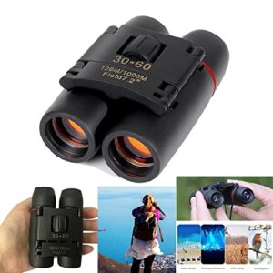 portable mini binoculars,30×60 zoom wide view angle folding binoculars telescope with low light night vision for outdoor bird watching camping hiking traveling