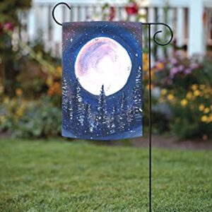 Toland Home Garden 1112527 Full Moon Forest Winter Flag 12x18 Inch Double Sided Winter Garden Flag for Outdoor House Flag Yard Decoration