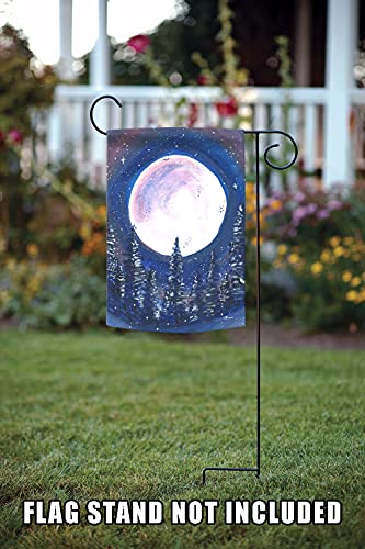 Toland Home Garden 1112527 Full Moon Forest Winter Flag 12x18 Inch Double Sided Winter Garden Flag for Outdoor House Flag Yard Decoration