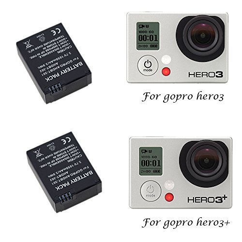 Suptig Battery (2 Pack) and Daul Charger for Gopro HERO3 Gopro HERO3+ and Gopro AHDBT 301 AHDBT 302