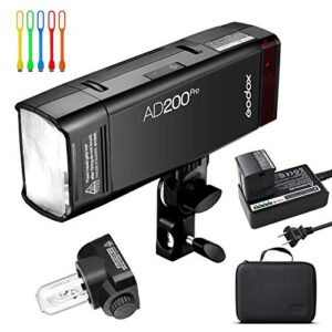 godox ad200pro godox ad200 pro outdoor speedlite,200ws ttl hss 1/8000s 2.4g pocket flash strobe monolight with 2900mah lithium battery,0.01-1.8s recycling, 500 full power flashes,bare bulb flash head