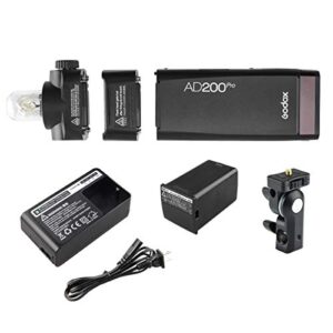 Godox AD200Pro Godox AD200 PRO Outdoor Speedlite,200ws TTL HSS 1/8000s 2.4G Pocket Flash Strobe Monolight with 2900mAh Lithium Battery,0.01-1.8s Recycling, 500 Full Power Flashes,Bare Bulb Flash Head