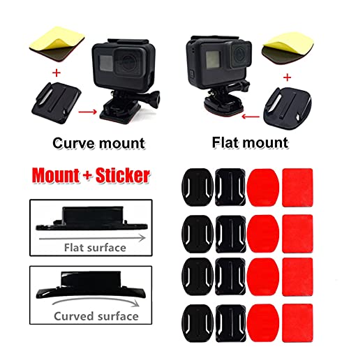 Helmet Adhesive Sticky Mounts and Buckle and Thumb Screws Accessory Kit,Compatible with GoPro Hero 11 10 9 8 Max Go Pro 7 6 5 4 3 3+2018 Session Fusion Insta360 DJI Osmo AKASO