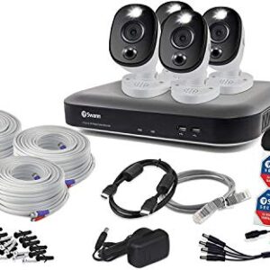 Swann Home Security Camera System with 2TB HDD, 8 Channel 4 Cam, 4K Ultra HD DVR, Indoor/Outdoor Wired Surveillance CCTV, Color Night Vision, Heat/Motion Warning Light, Alexa + Google, SWDVK-855804WL