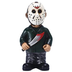 horror movie garden gnomes decoration outdoor statue nightmare jason michael myers figurines lawn halloween decor (jason)