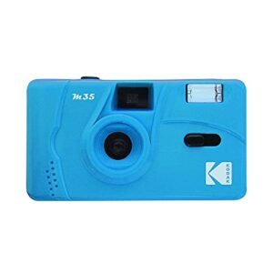 kodak m35 35mm film camera, reusable, focus free, easy to use, build in flash and compatible with 35mm color negative or b/w film (film and aaa battery not included) (cerulean blue)