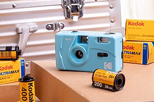 Kodak M35 35mm Film Camera, Reusable, Focus Free, Easy to Use, Build in Flash and Compatible with 35mm Color Negative or B/W Film (Film and AAA Battery NOT Included) (Cerulean Blue)