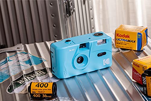 Kodak M35 35mm Film Camera, Reusable, Focus Free, Easy to Use, Build in Flash and Compatible with 35mm Color Negative or B/W Film (Film and AAA Battery NOT Included) (Cerulean Blue)