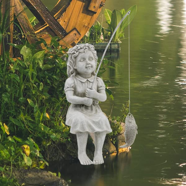 Nacome Gifts for Garden Home Mon Grandma The Little Fishergirl GardenHome Decor Statue,Fisherman Figurine Sculpture,OutdoorIndoor,Desk,Pool Pond Ornament