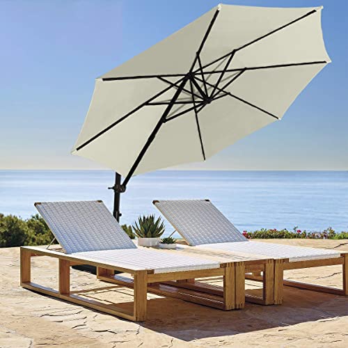 Ginelite 10Ft Luxury Cantilever Umbrella Patio Umbrella SDP Fading Resistant Canopy Sun Umbrella 360°Rotation Heavy Duty Aluminum Pole for Garden/Pool/Table/Deck Outdoor Umbrella Beige