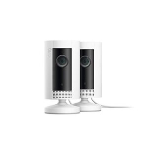 ring indoor cam, compact plug-in hd security camera with two-way talk, white, works with alexa – 2-pack