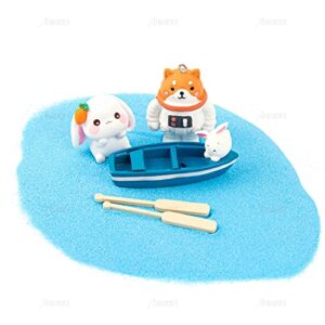 AUEAR, Set of 2 Lovely Rowboat Mini Blue Wood Boat Little Resin Boat for Fairy Garden Home Decoration