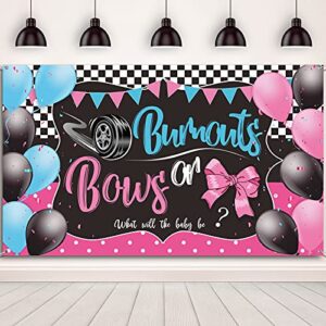 burnouts or bows gender reveal decoration bows or burnouts gender reveal party supplies boy or girl he or she baby shower banner photography background gender reveal backdrop, 72.8 x 43.3 inch