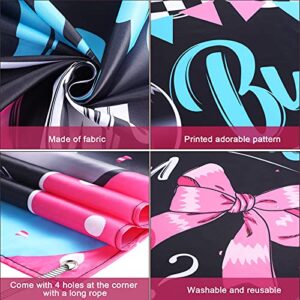 Burnouts or Bows Gender Reveal Decoration Bows or Burnouts Gender Reveal Party Supplies Boy or Girl He or She Baby Shower Banner Photography Background Gender Reveal Backdrop, 72.8 x 43.3 Inch