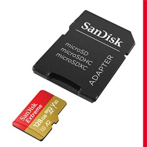 SanDisk 128GB Extreme microSDXC UHS-I Memory Card with Adapter - Up to 160MB/s, C10, U3, V30, 4K, A2, Micro SD - SDSQXA1-128G-GN6MA